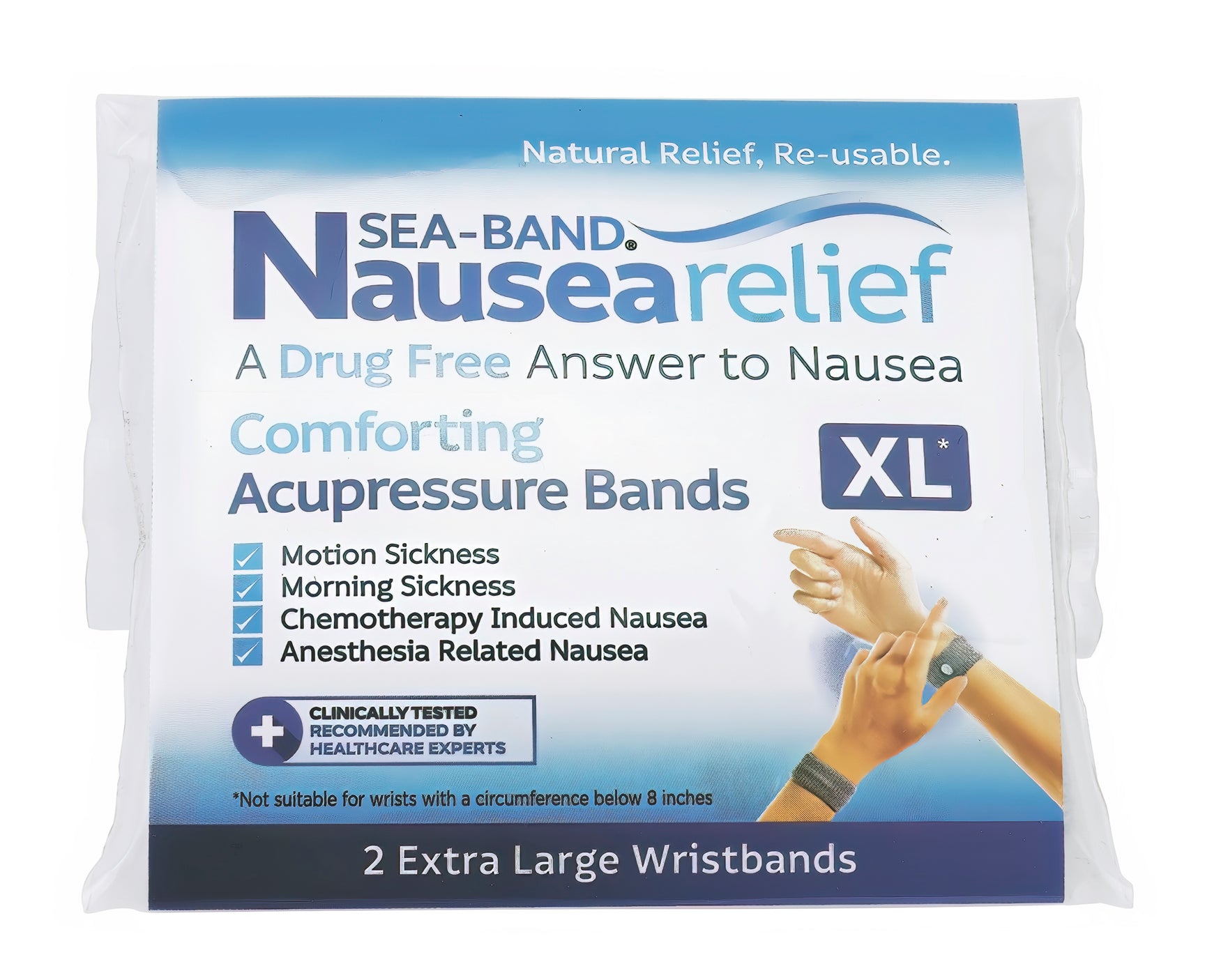 XL Adult Sea-Bands | Extra-Large Acupressure Wristbands for Nausea ...
