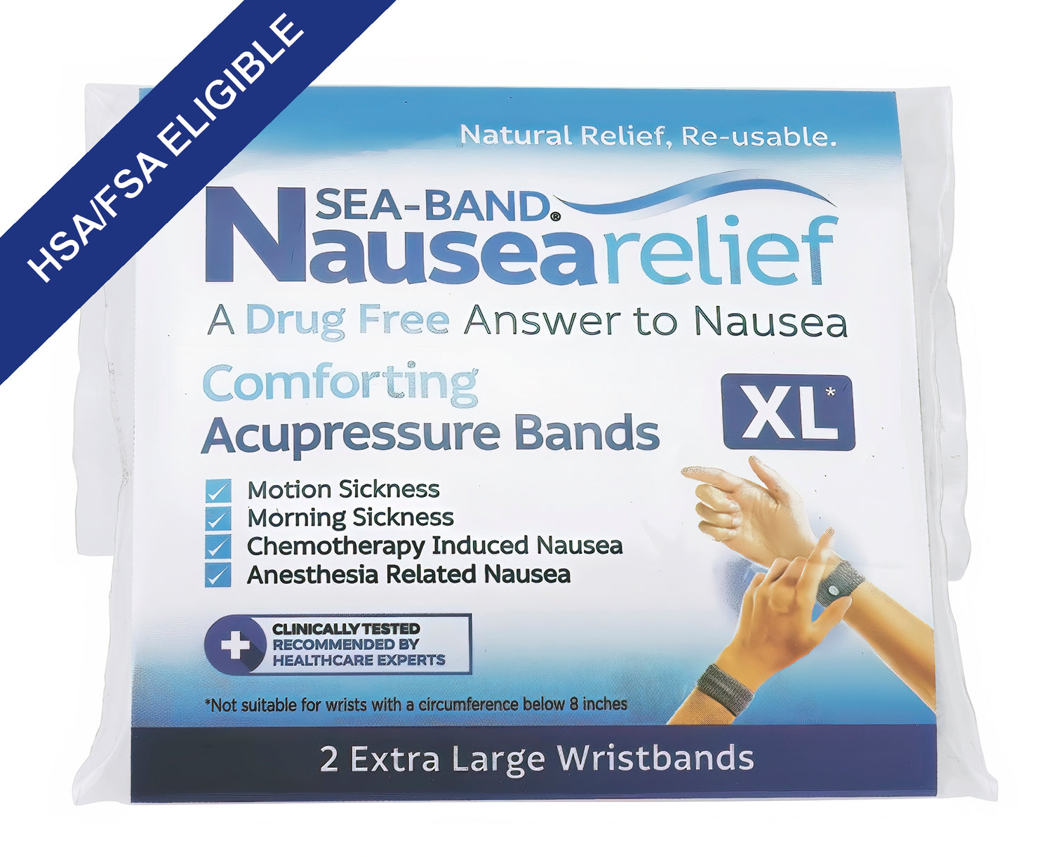 XL Adult Sea-Bands | Extra-Large Acupressure Wristbands for Nausea ...